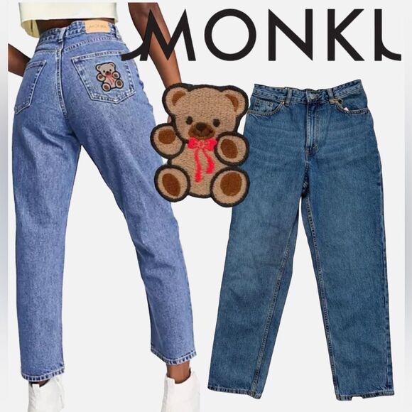 Monki | Jeans | Monki Embroidery Jean Organic Cotton Balloon Leg High ...